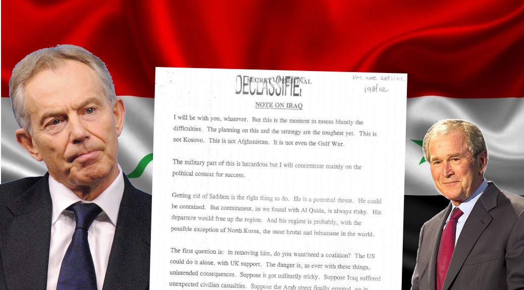 Chilcot Inquiry Iraq War Tony Blair note to George Bush composite ...
